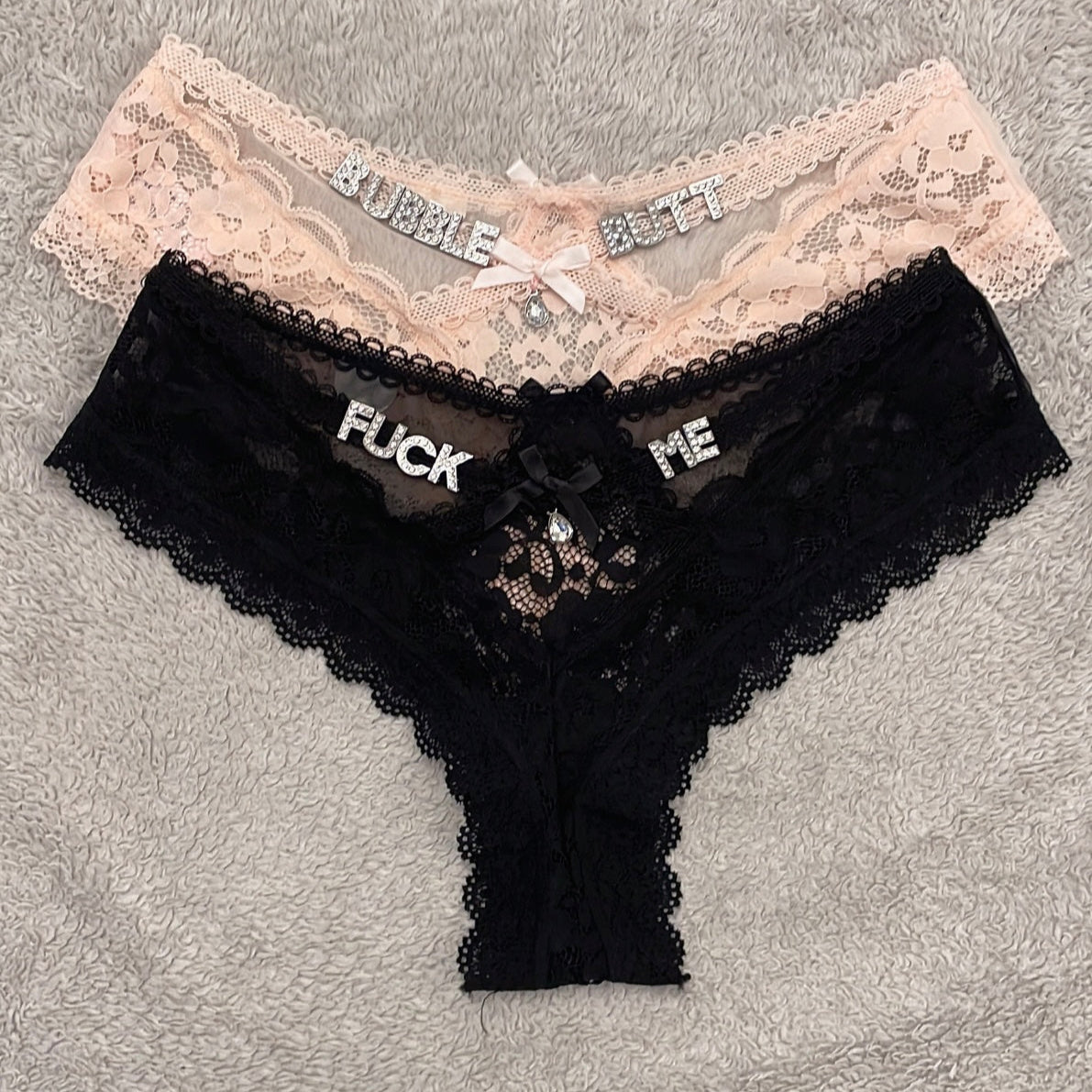 Sexy lace rhinestone alphabet customized thong – β|SECRETS JEWELRY DESIGN